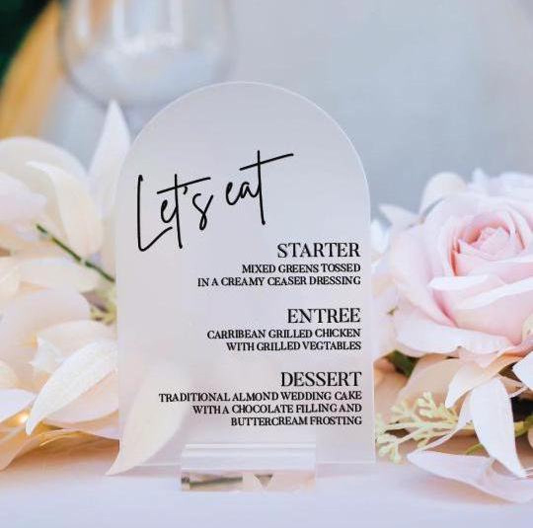 ARCH Wedding Food Menu Acrylic Signs, Dessert Table Titles, Entree ...