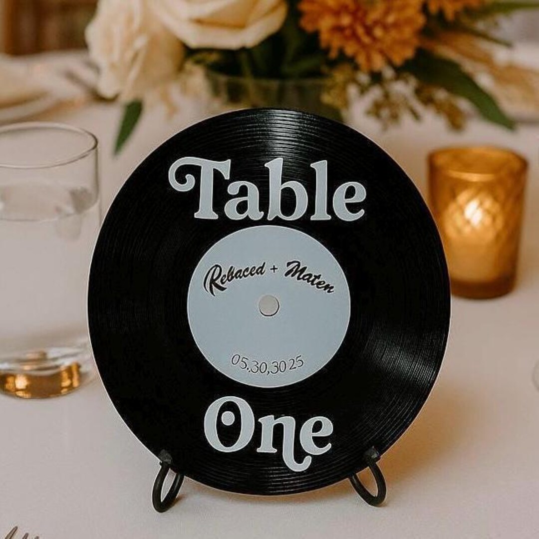 Retro Vinyl Record Wedding Table Numbers, Boho Vintage Acrylic ...