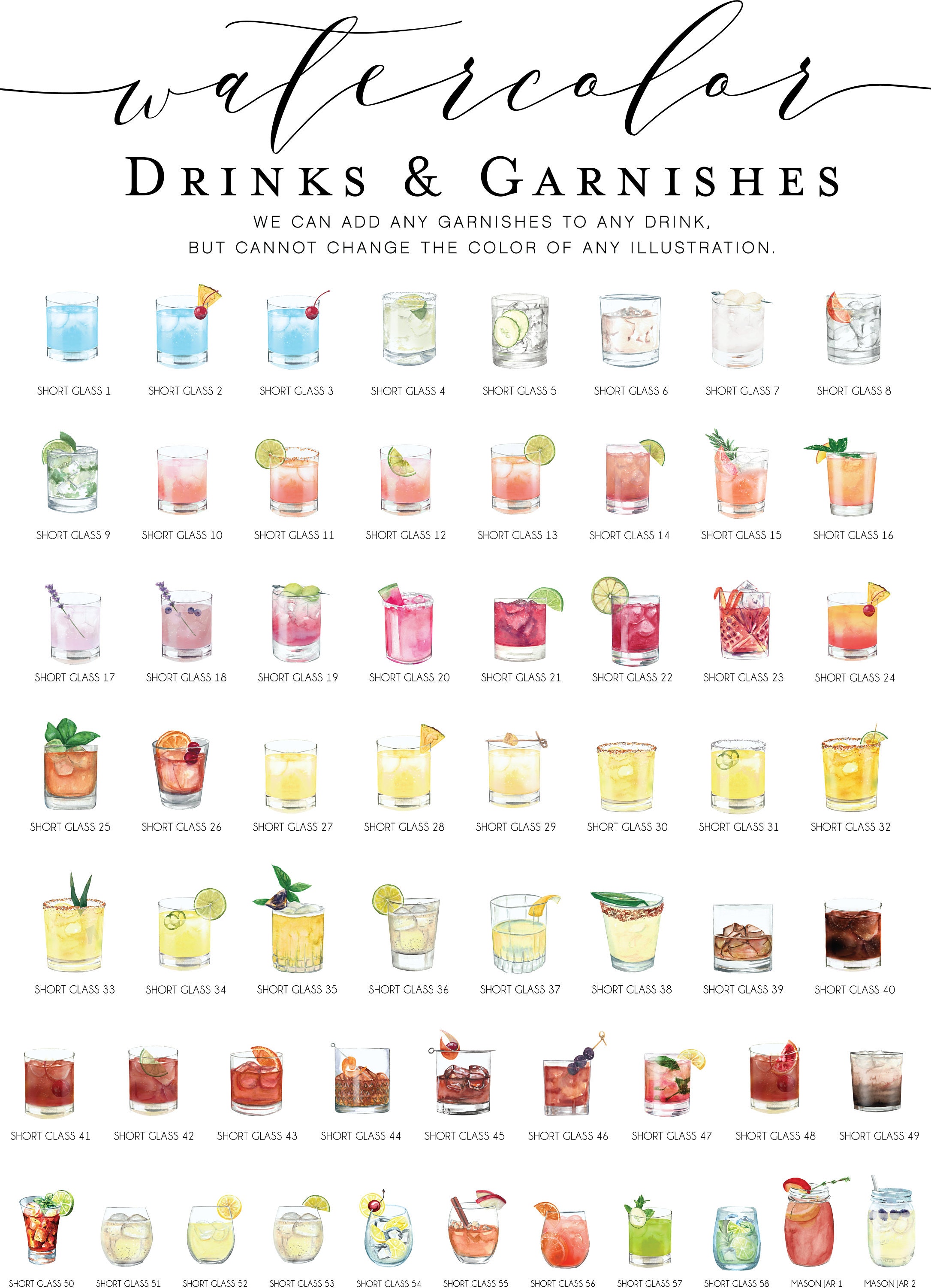 Pick Your Sip Bar Menu Signature Cocktails Custom Clear Glass - Etsy UK