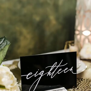 Clear Glass Look Acrylic Table Number Sign With Stands, Perspex Modern ...