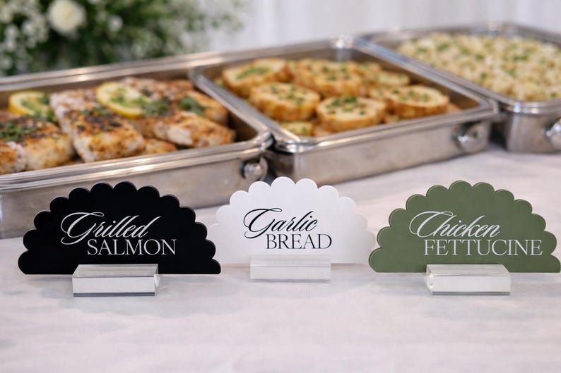 Acrylic Buffet Food Name Signs, Wedding Dessert Table Title Entree ...