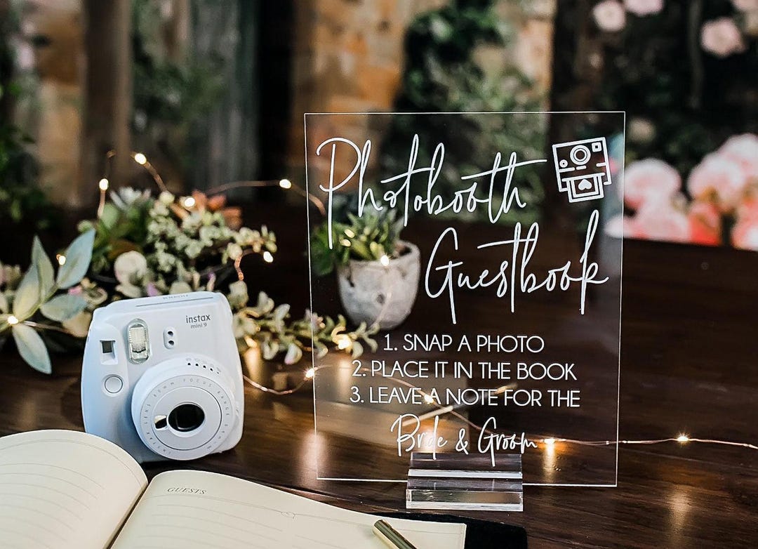 Photobooth Guestbook Snap It Stick It Sign It Clear Glass Look Acrylic ...