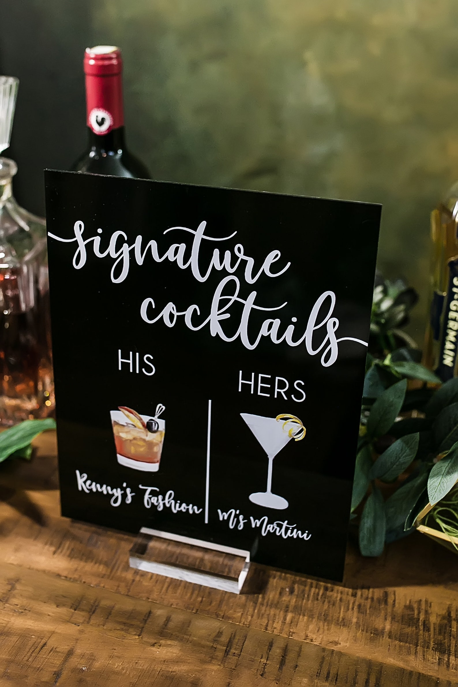 Bar Menu Signature Cocktails Custom Clear Glass Look Acrylic | Etsy