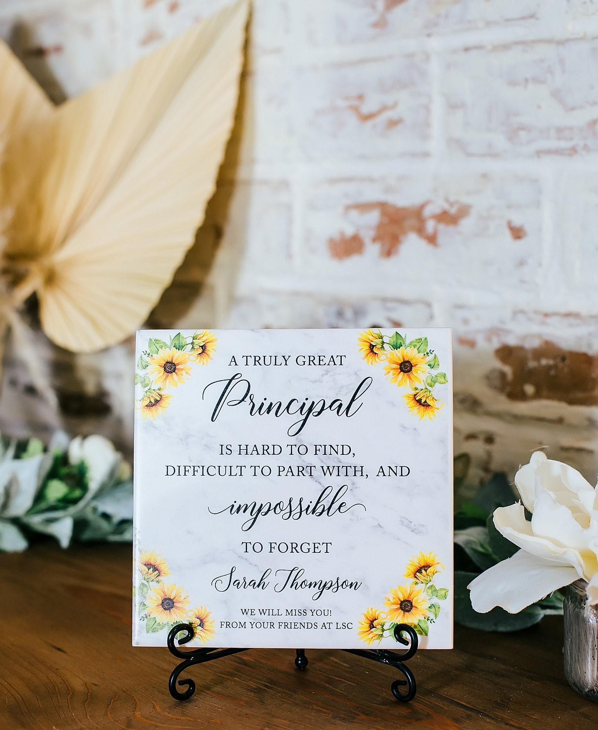 Sunflowers PRINCIPAL Appreciation Tile Plaque Gift From - Etsy