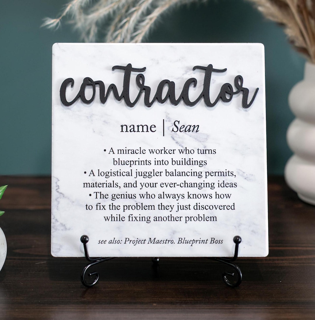 3D General Contractor Ceramic Tile Plaque Gift, Personalized Thank You ...