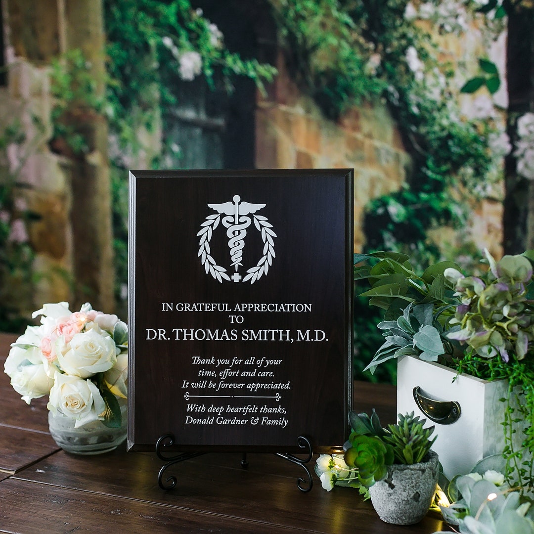 Doctor Thank You Appreciation Plaque With Stand, M.D. Recognition Gift ...