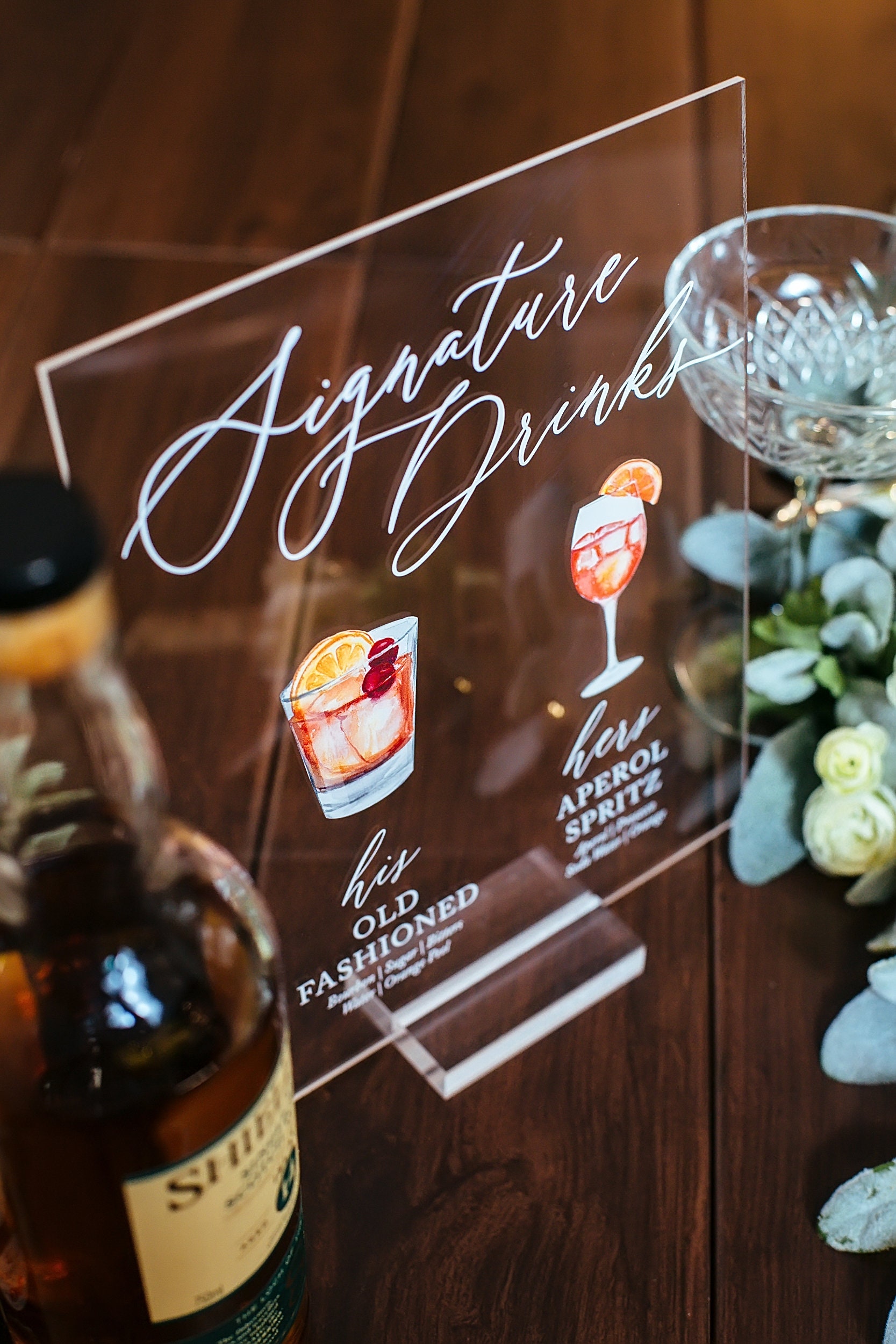Bar Menu Signature Cocktails Custom Clear Glass Look Acrylic - Etsy Canada
