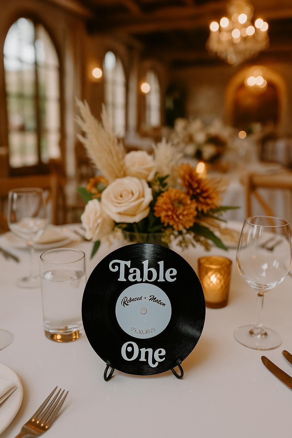 Retro Vinyl Record Wedding Table Numbers, Boho Vintage Acrylic ...