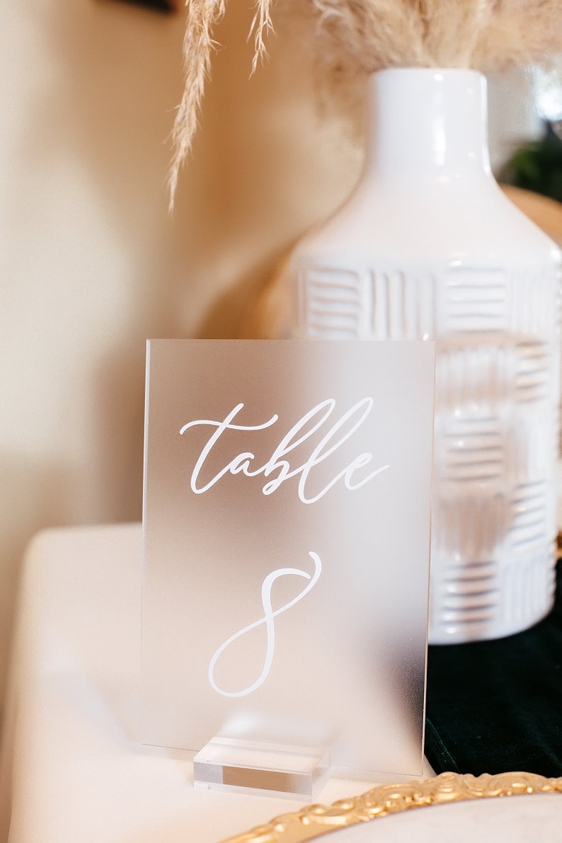 Black White FROSTED or Clear Acrylic Table Number Sign With - Etsy