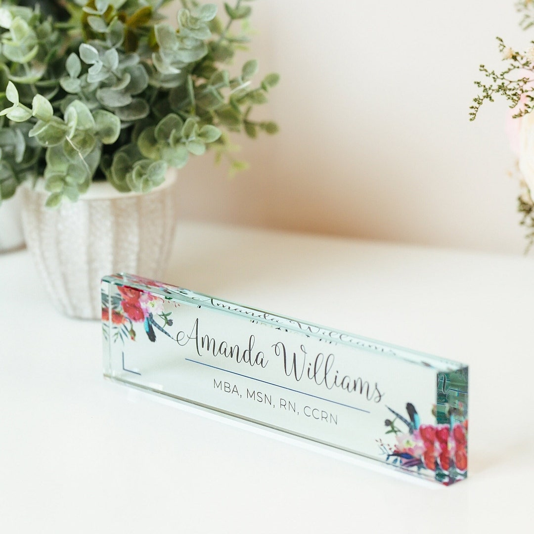 Personalized Boss Glass Office Desk Name Plate, Best Employer Ever ...