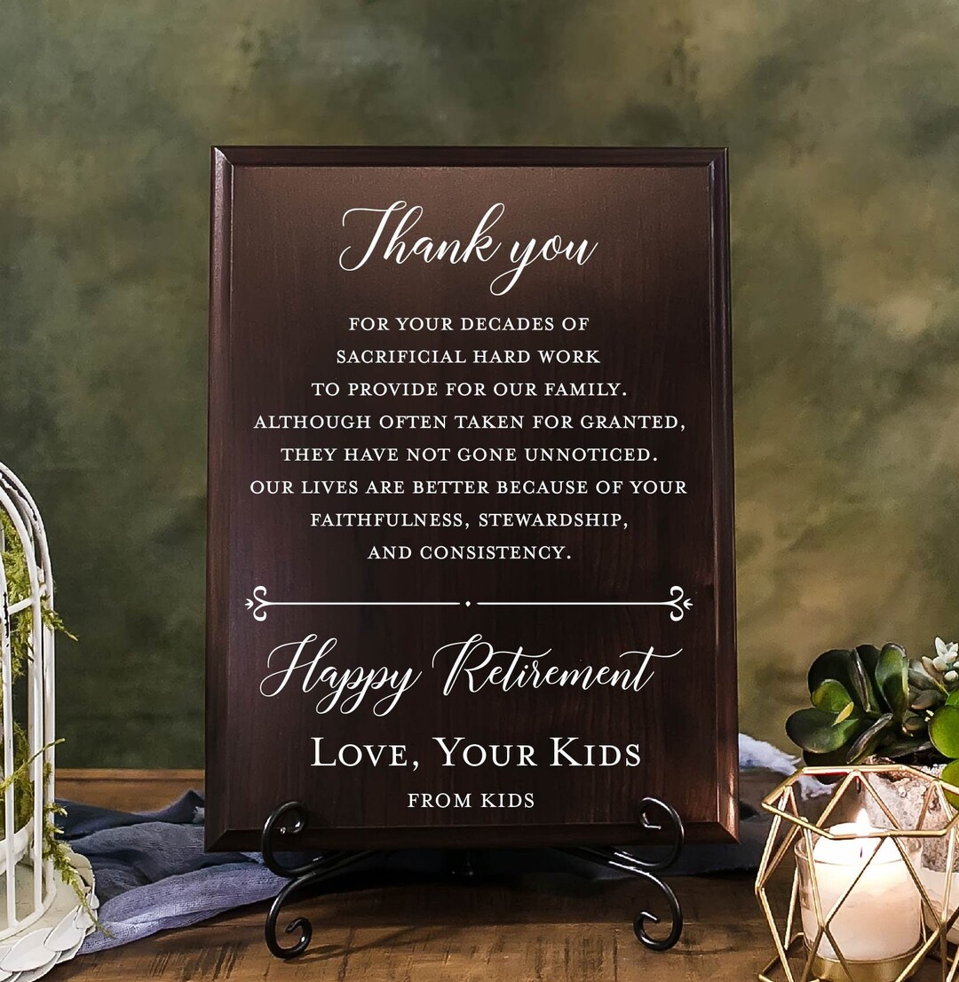 Happy Retirement FROM KIDS Tile Plaque Thank You Gift for Dad, Teacher ...