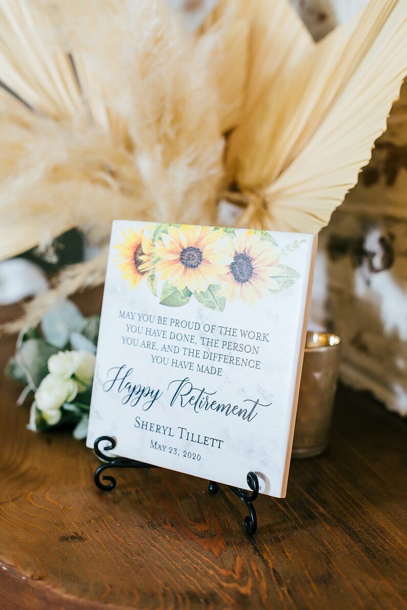 SUNFLOWERS Happy Retirement Tile Plaque Gift for Boss - Etsy