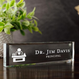 Principal Glass Office Desk Name Plate, Head of School Nameplate ...