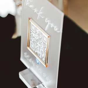3D Thank You Scan to Pay Retail Scannable QR Code Clear Glass Look ...