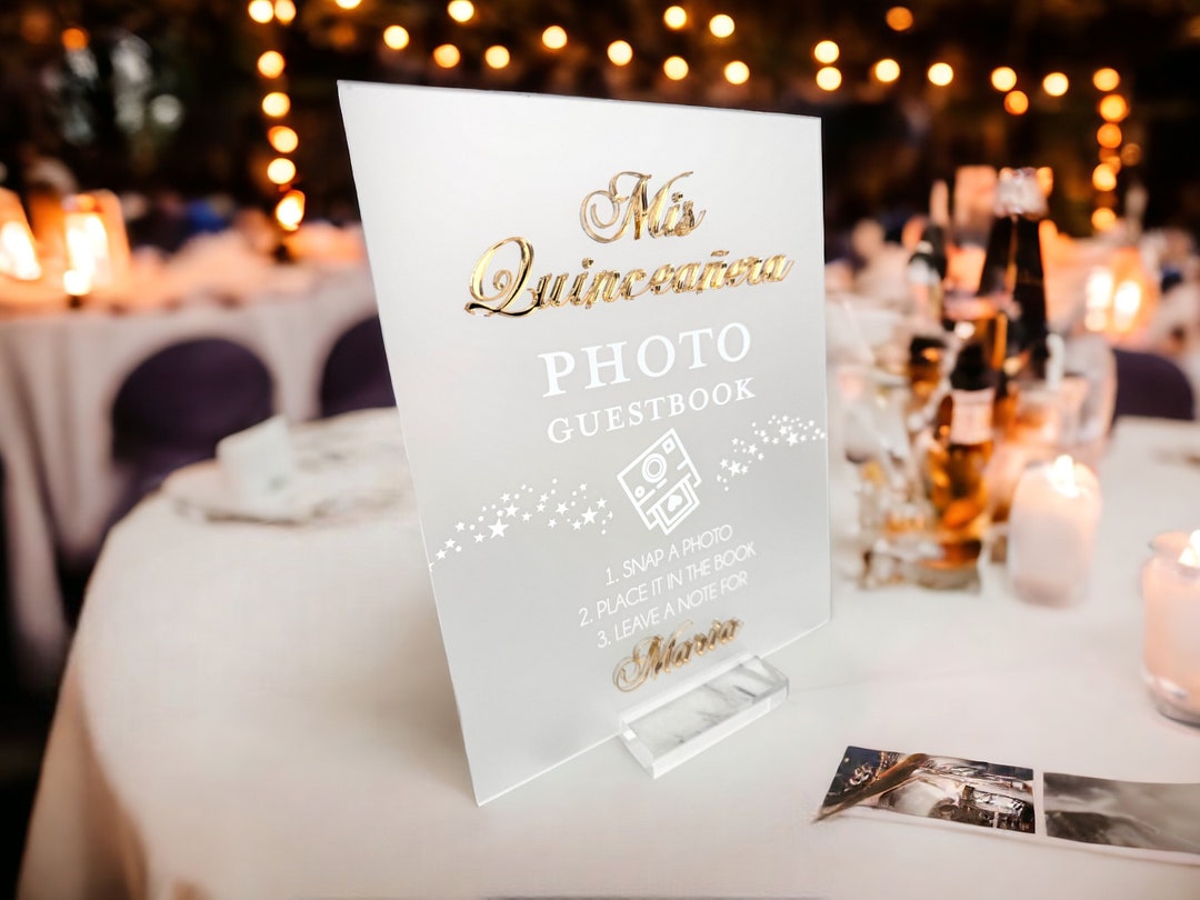 3D Quinceañera Photo Guestbook Table Sign Snap It Stick It Sign It ...