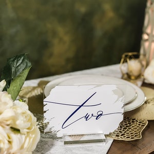 Clear Glass Look Acrylic Table Number Sign With Stands, Perspex Modern ...