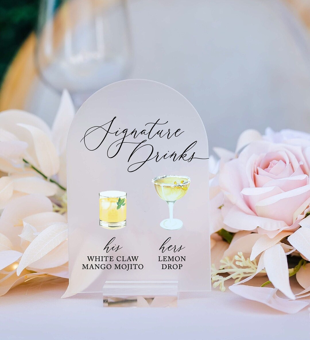 ARCH Bar Menu Signature Cocktails Custom Clear Glass Look Acrylic ...