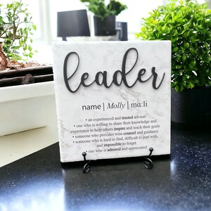 3D Marble Great Leader Definition Plaque With Stand, Thank You Mentor Sign, Boss Retirement ...