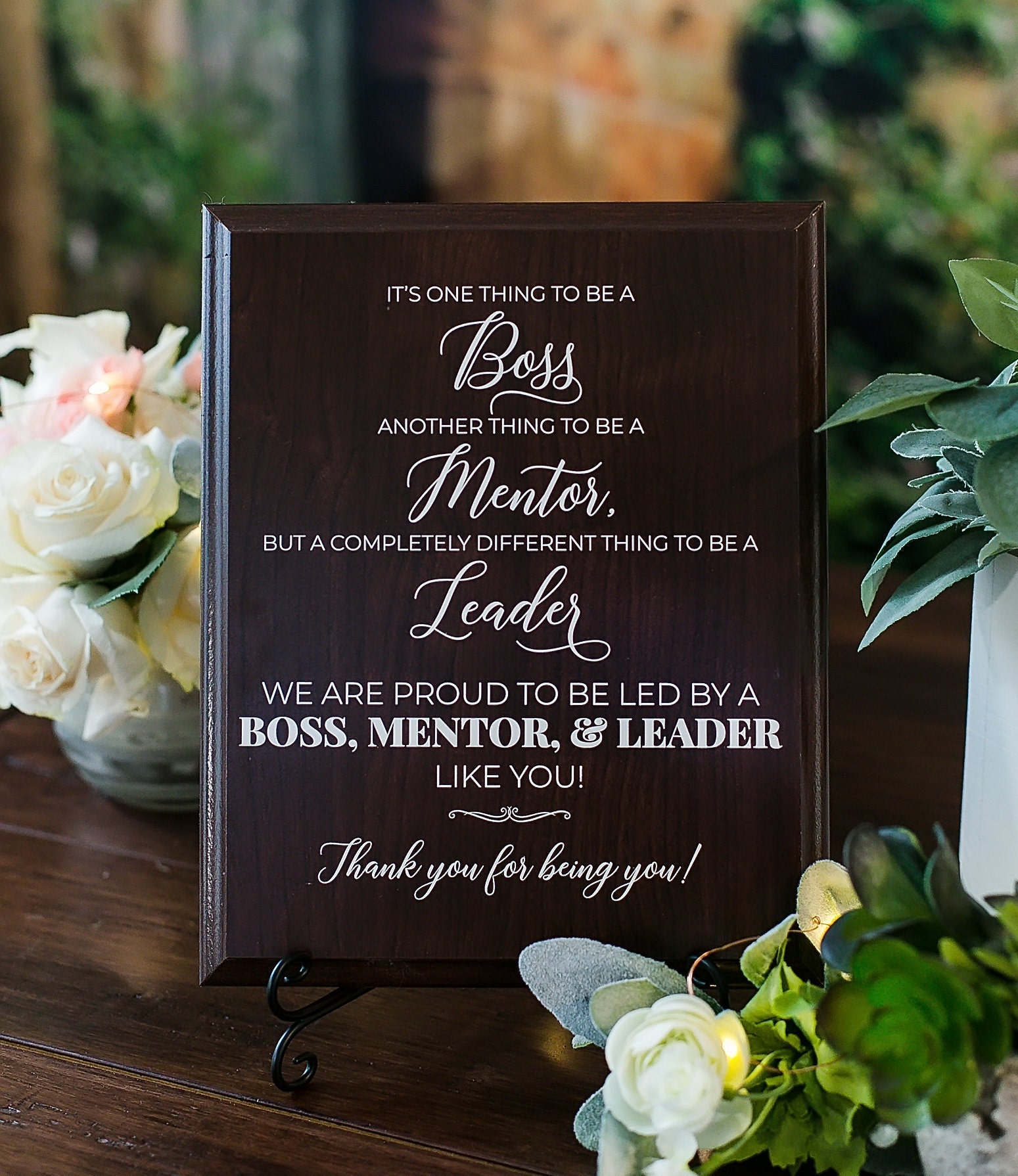 Bosses Day Walnut Plaque Thank You Great Mentor True Leader | Etsy