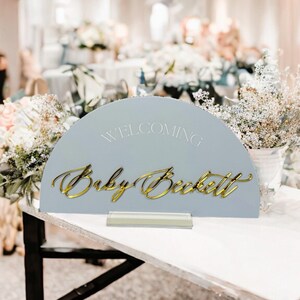 3D Mirrored Acrylic Arch Baby Shower Welcoming Baby Sign, Laser Cut ...