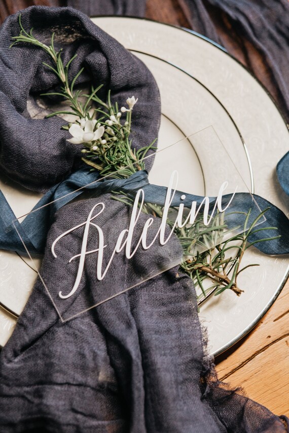 Clear Acrylic Wedding Name Cards Wedding Calligraphy Place - Etsy