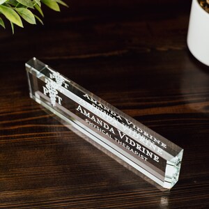 Physical Therapist Glass Office Desk Name Plate, Clear Doctor of PT ...