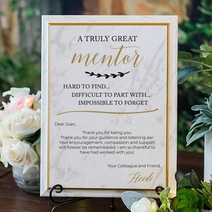 Personalized Mentor Plaque With Stand, Thank You Mentor Sign, Custom ...