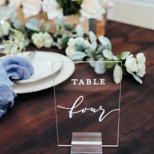 FROSTED Glass Look Acrylic Table Number Sign With Stands - Etsy Canada