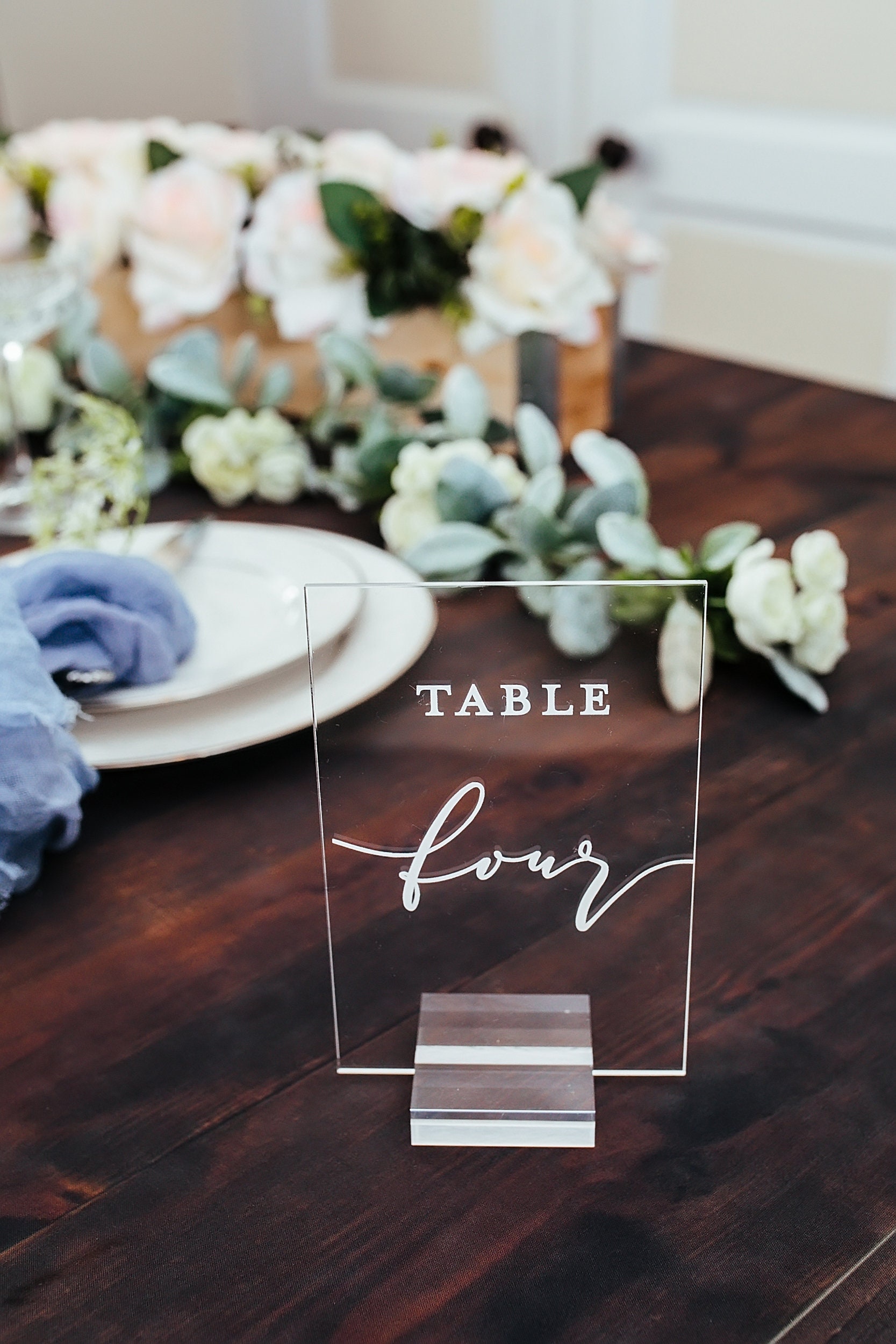 FROSTED Glass Look Acrylic Table Number Sign With Stands - Etsy Canada