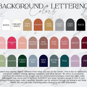ARCH Custom Wedding Luxe Color Palette Acrylic Table Numbers Signage ...