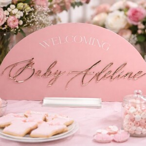 3D Mirrored Acrylic Arch Baby Shower Welcoming Baby Sign, Laser Cut ...