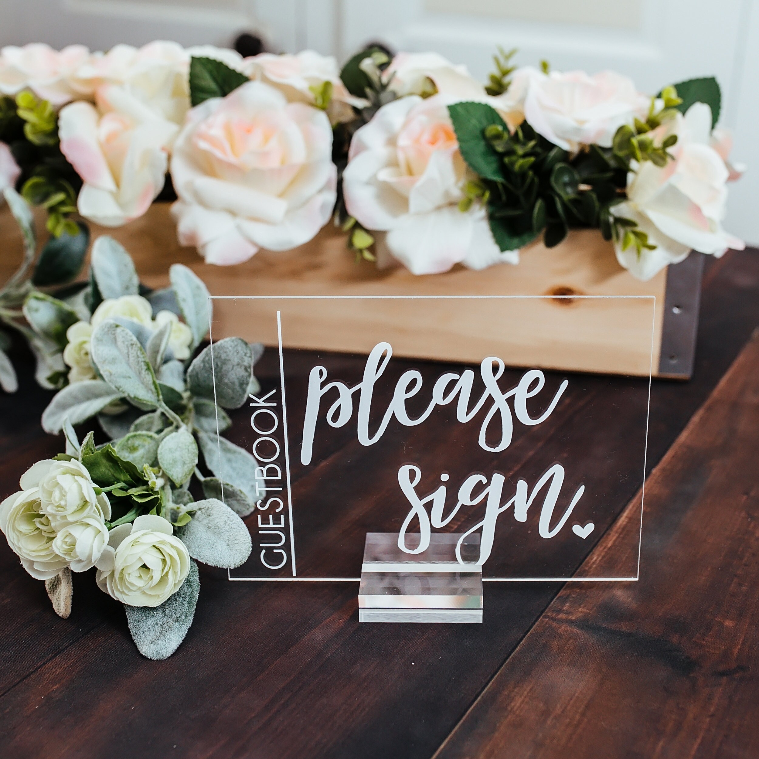 Hand Lettered Minimalist Please Sign Our Guestbook Clear Glass - Etsy