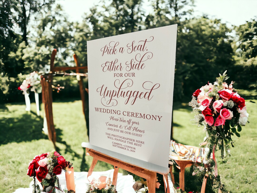 Pick a Seat Not a Side Unplugged Ceremony Combo Clear Glass Look ...