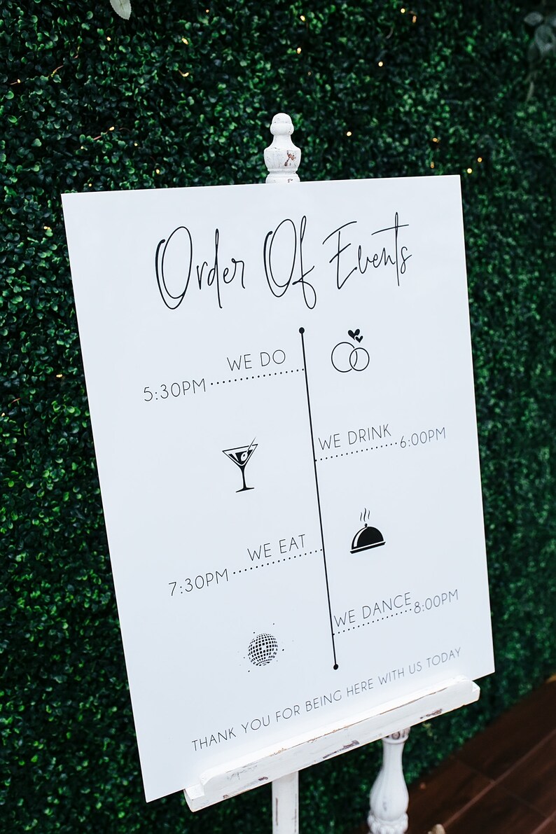 Order of Events Acrylic Wedding Welcome Sign 18x24 Clear | Etsy