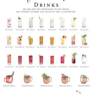 Drunk in Love Bar Menu Signature Cocktails Custom Clear Glass Look ...