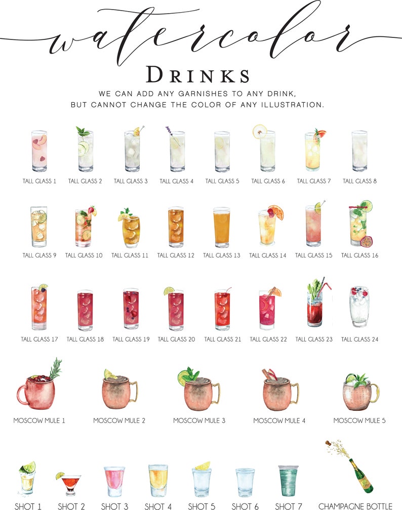 Drunk in Love Bar Menu Signature Cocktails Custom Clear Glass - Etsy