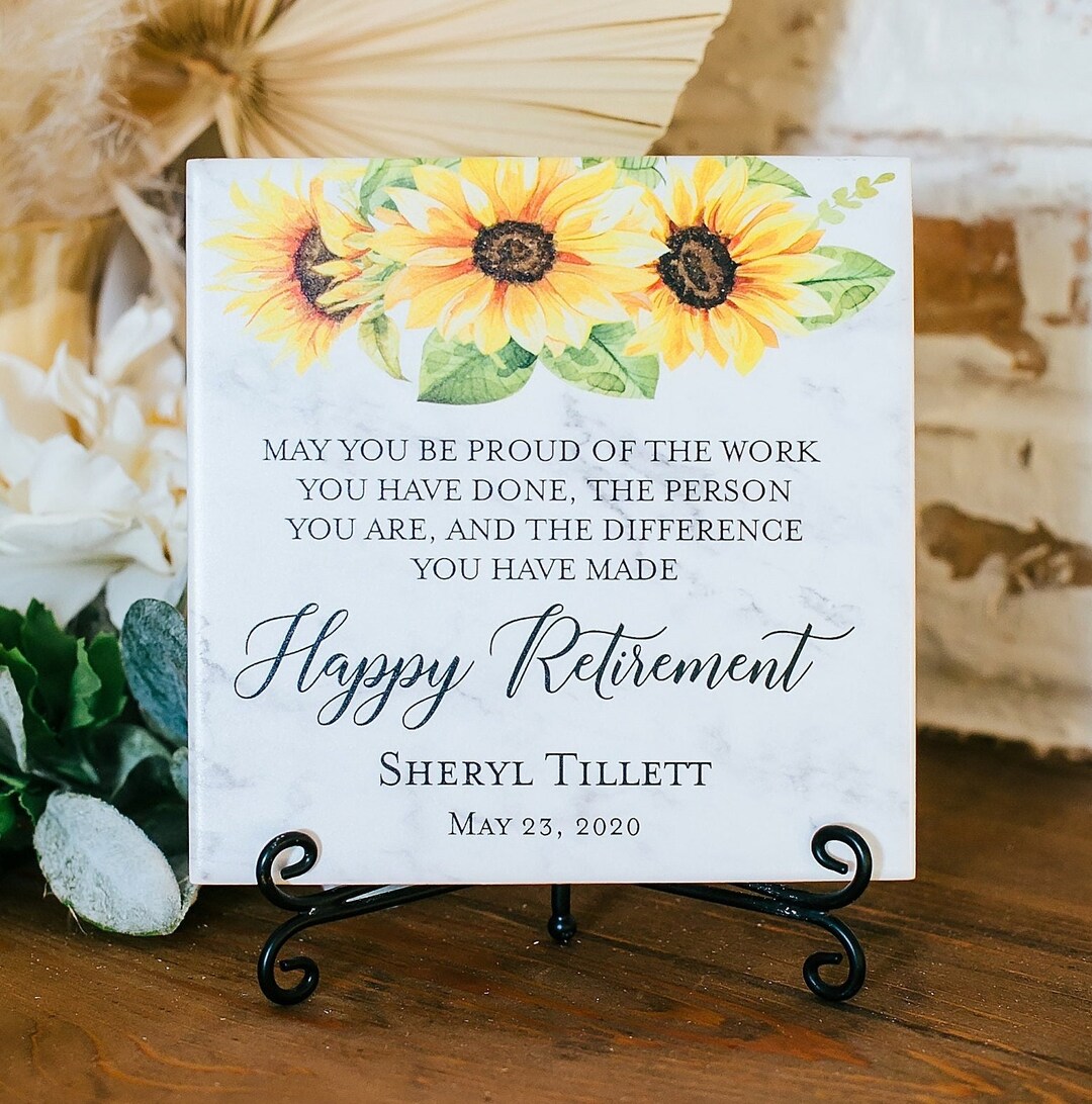 SUNFLOWERS Happy Retirement Tile Plaque Gift for Boss, Colleague ...