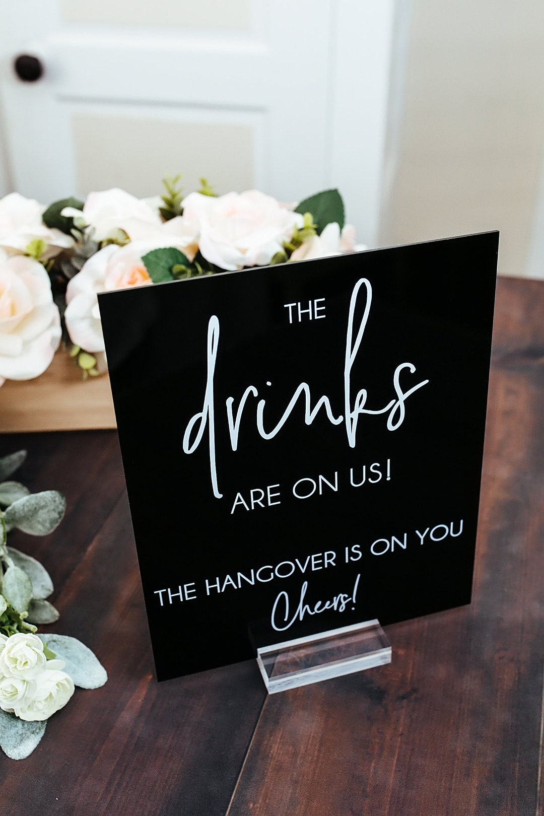 The Drinks Are On Us, The Hangover Is On You Clear Glass Look Acrylic ...