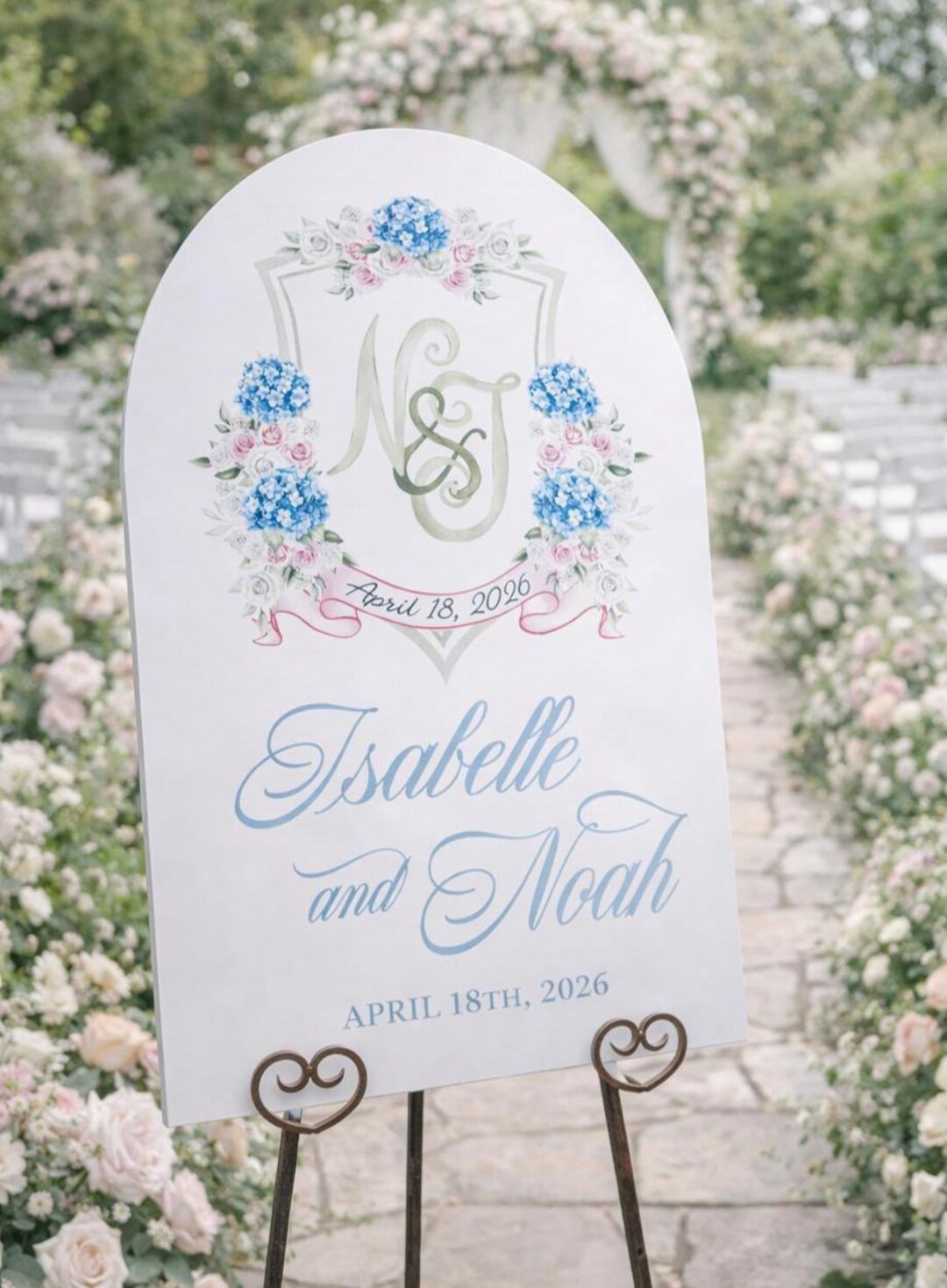 Acrylic ARCH CUSTOM Crest Wedding Welcome Sign, Monogram Chinoiserie ...