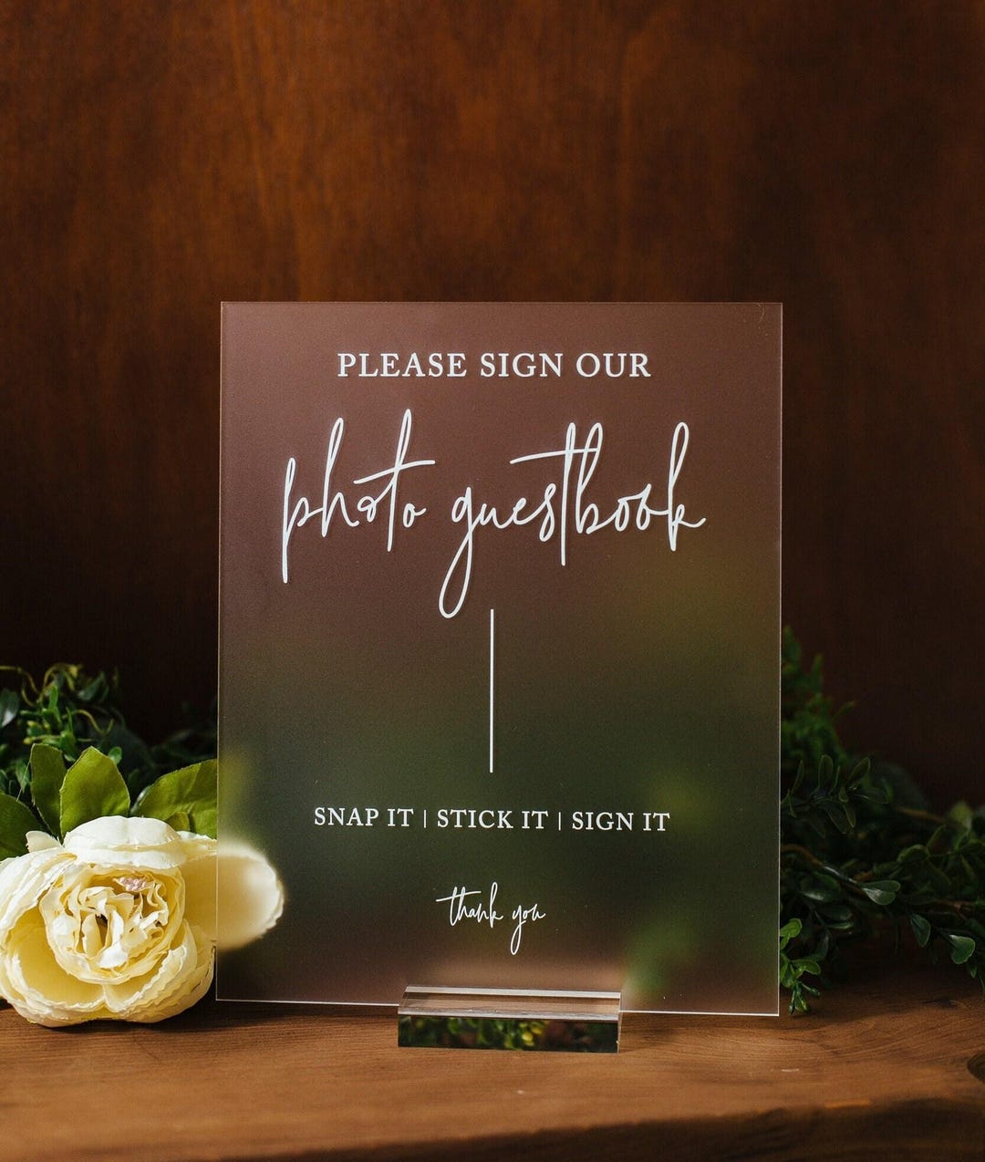Photo Guestbook Snap It Stick It Sign It Clear Glass Look Acrylic ...