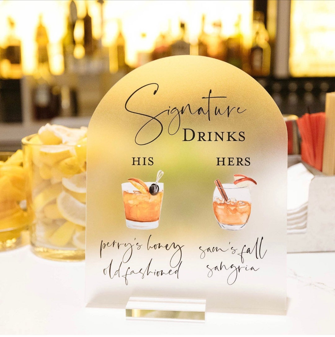 ARCH Frosted Bar Menu Signature Cocktails Custom Clear Glass Look ...