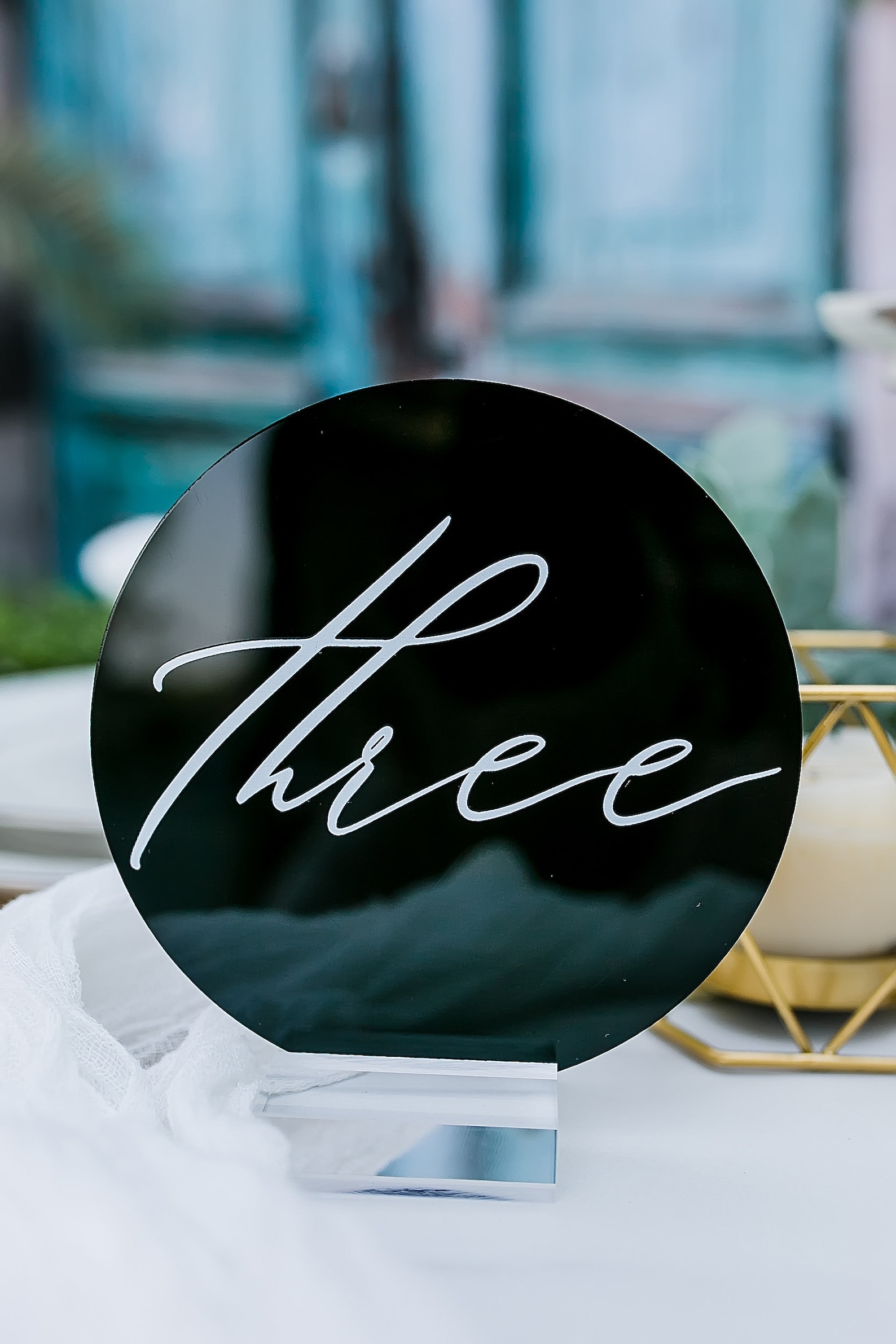 Round Acrylic Table Number Sign With Stands Clear Glass Look | Etsy