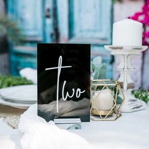 Clear Glass Look Acrylic Table Number Sign With Stands, Perspex Modern ...