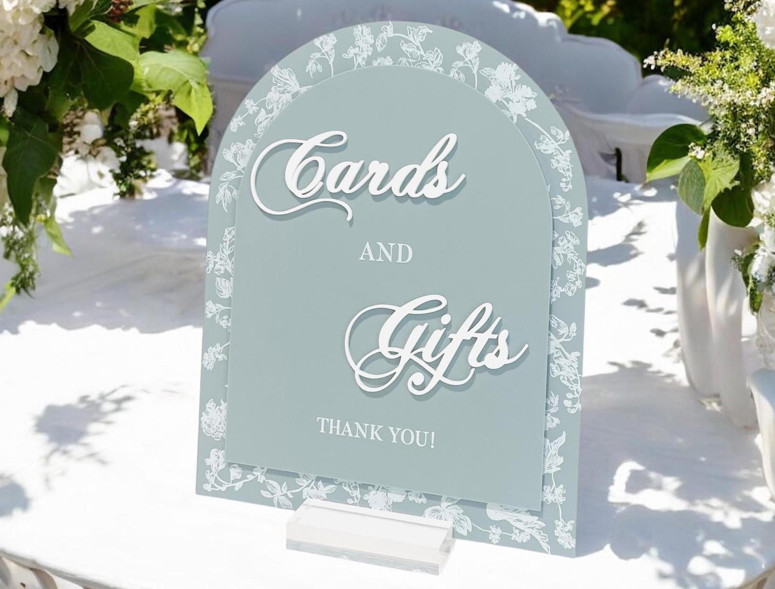 3D ARCH Cards and Gifts Thank You Blue Toile Floral Chinoiserie Bridal ...