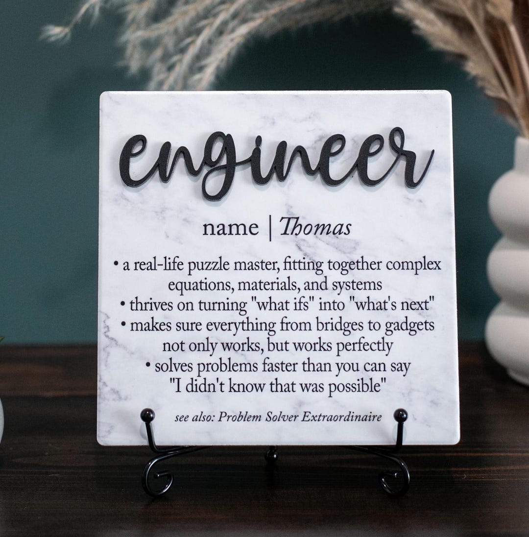 3D Engineer Ceramic Tile Plaque Gift, Personalized Thank You Present ...