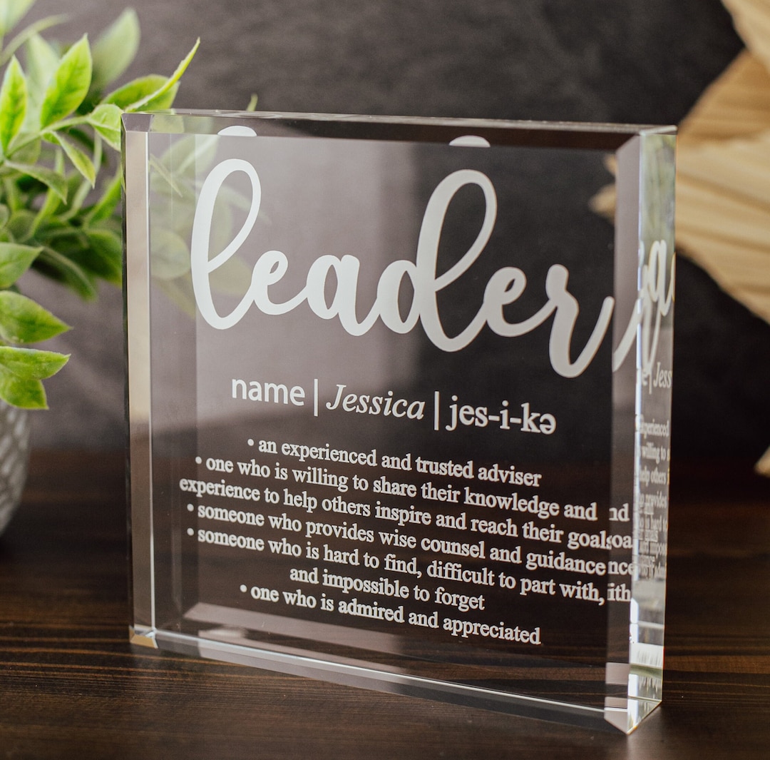 Leader Definition Crystal Glass Plaque, for Employee Recognition, CEO ...