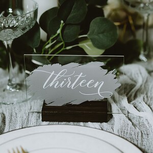 Clear Glass Look Acrylic Table Number Sign With Stands, Perspex Modern ...