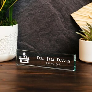 Principal Glass Office Desk Name Plate, Head of School Nameplate ...