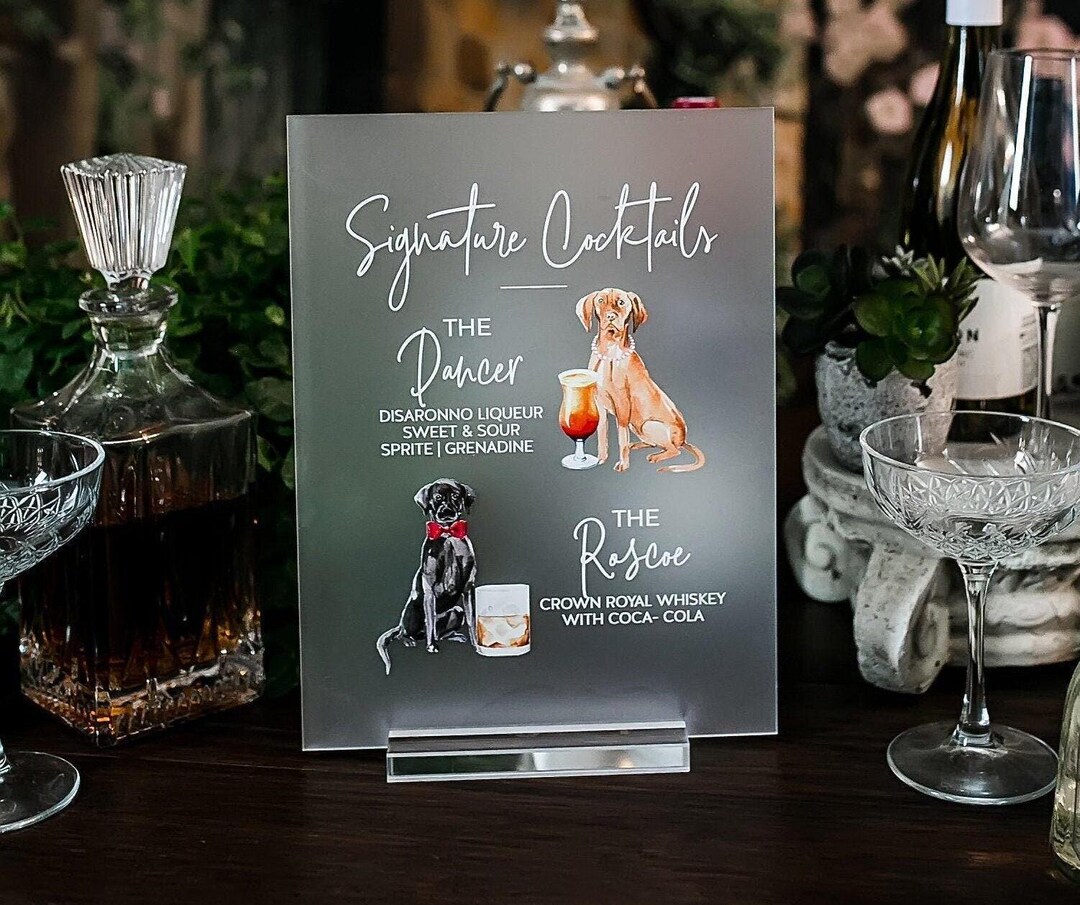 BEST SELLER Frosted Pet Drink Acrylic Wedding Sign for Bar, Signature ...