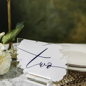 Clear Glass Look Acrylic Table Number Sign With Stands, Perspex Modern ...